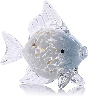 Amazon.com: Large Hand Blown Glass Fish Figurines, Aquarium Sea Glass ...