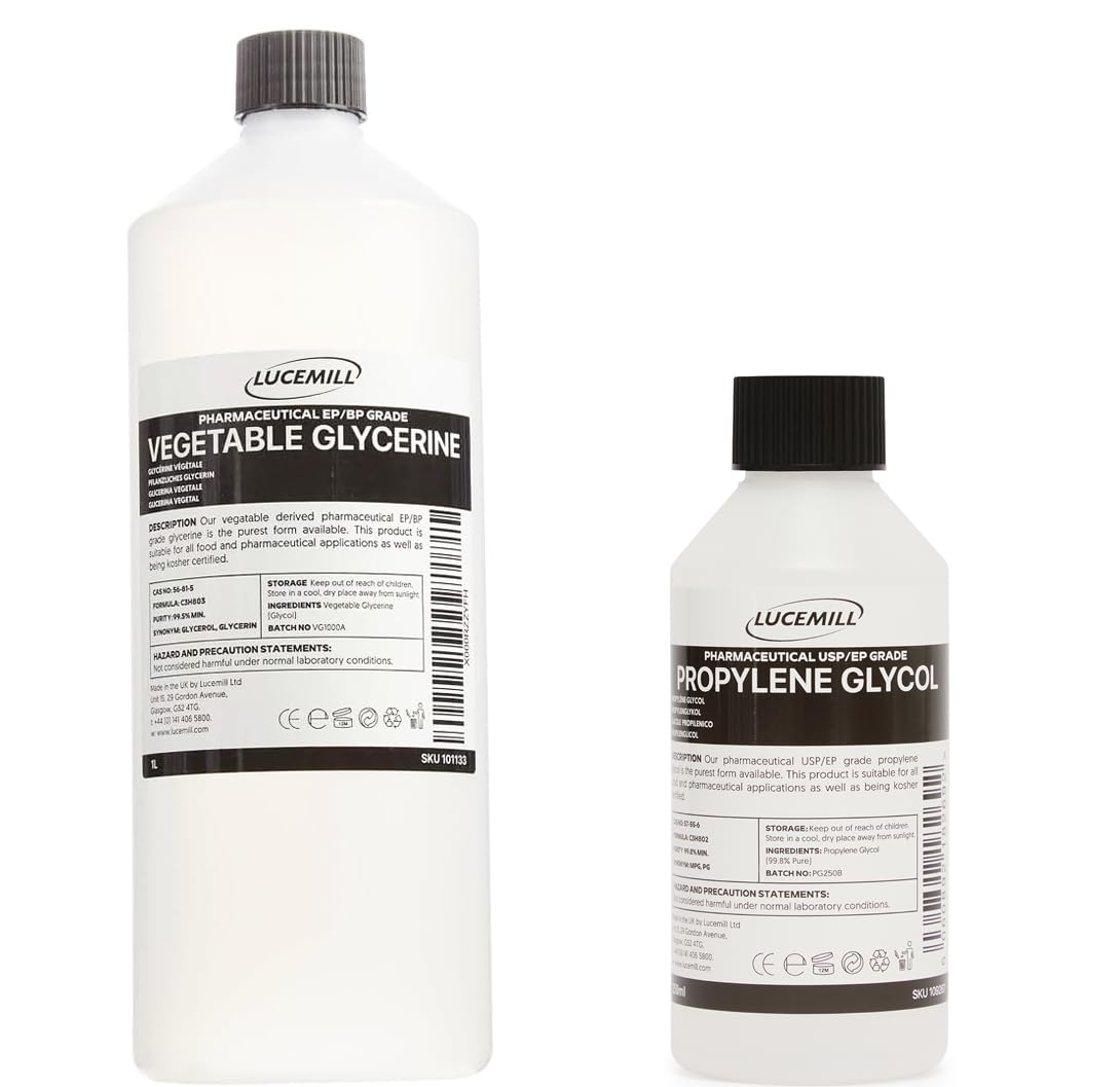 Lucemill Vegetable Glycerin & Propylene Glycol (VG/PG) Set – 1 Litre VG ...