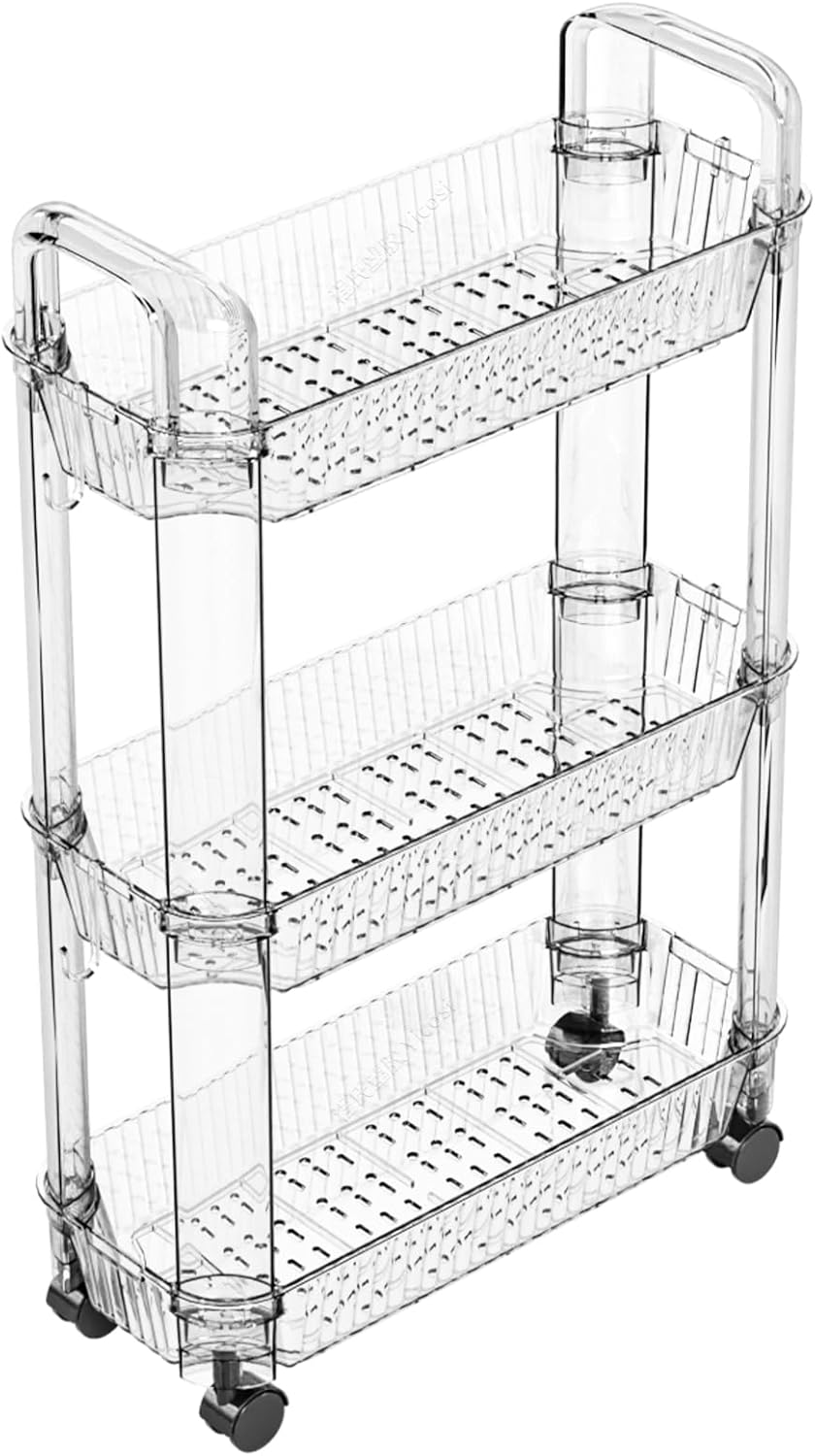 Amazon.com: Yieach 3 Tier Rolling Cart with Wheels,Clear Narrow ...
