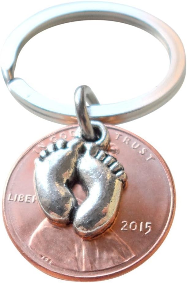 Amazon.com: JewelryEveryday Baby Feet Charm Layered Over 2015 Penny ...