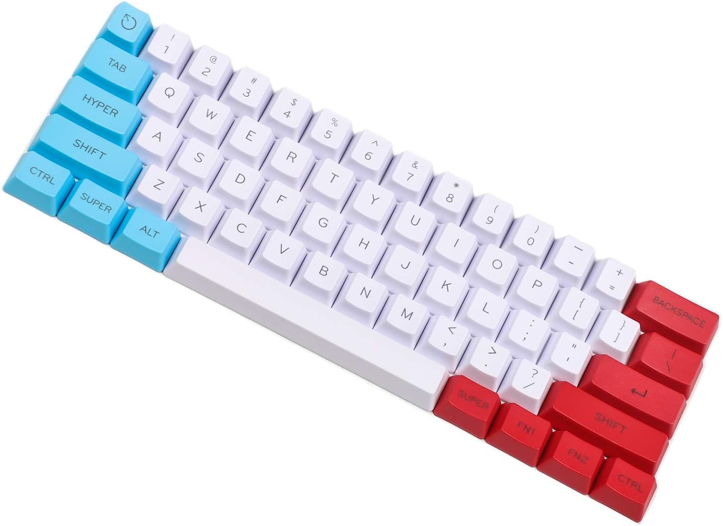 Amazon.com: YMDK 61 ANSI Red Blue White Mixed Custom 60 Keycaps OEM ...