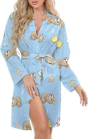Amazon.com: GUYOS Cute Sloth on Sleeping Pattern Women's Robes Bathrobe ...