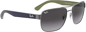 Amazon.com: Ray-Ban RB3530 Unisex Square Metal Sunglasses (Gunmetal ...