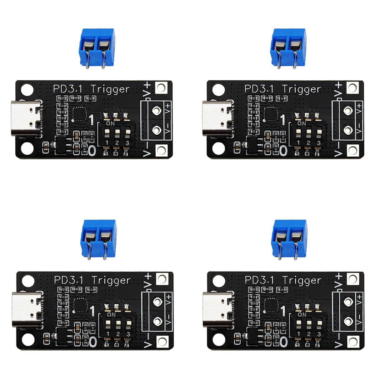 Amazon.com: 4PCS Type-C PD3.0/3.1 QC Trigger Module USB-C PD 5V 9V 12V ...