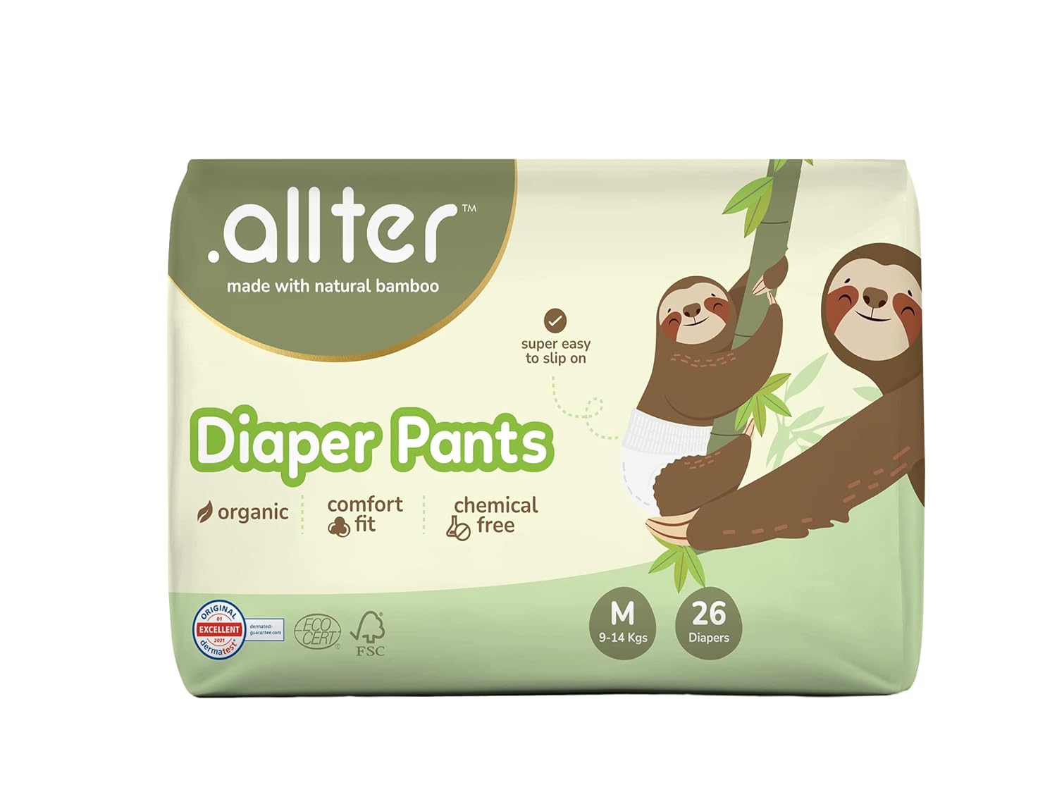Buy Allter Organic Bamboo Pant Style Diapers – Medium Size (9-14 kg ...