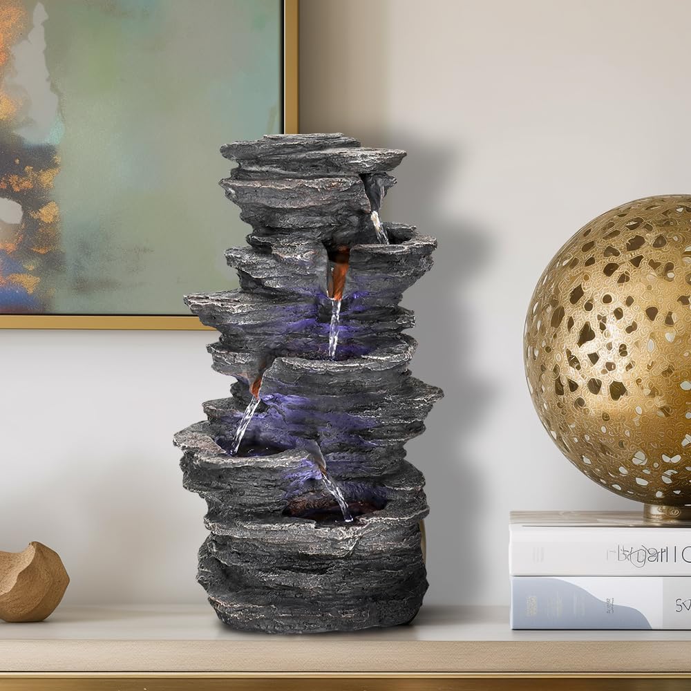 Amazon.com: PeterIvan Large Rockery Tabletop Fountain - 15.7"H Resin ...