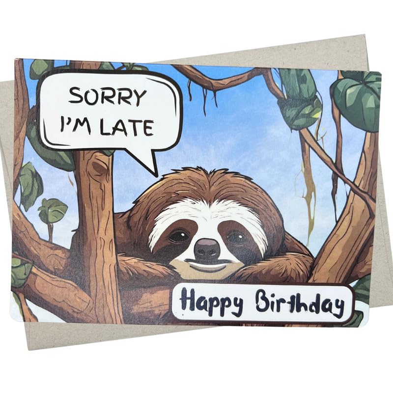 Amazon.com : Sloth Belated Birthday Card (1 Premium Card, 5X7 Inches ...