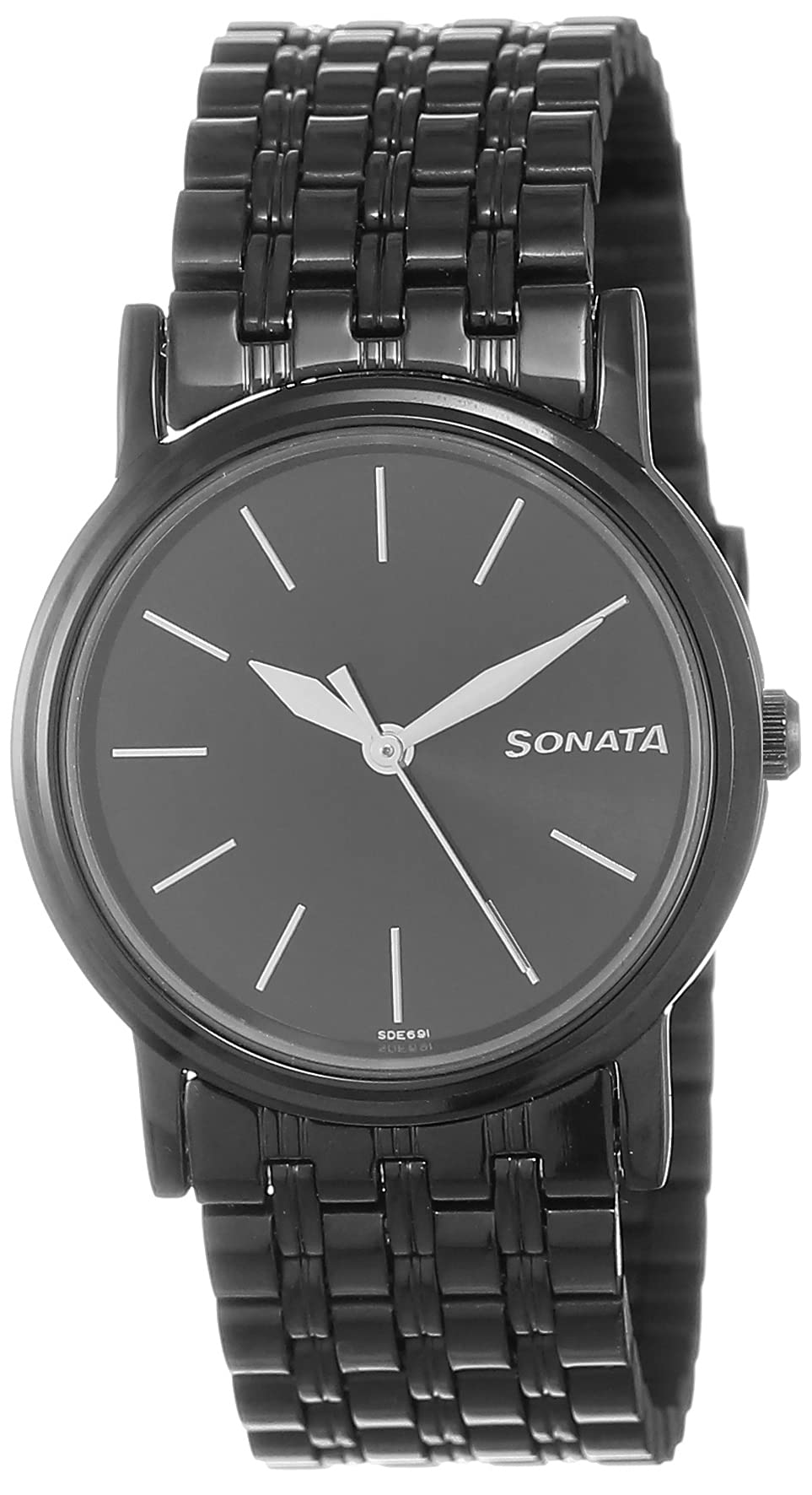 Sonata Quartz Analog Black Dial Metal Strap Watch for Couple ...