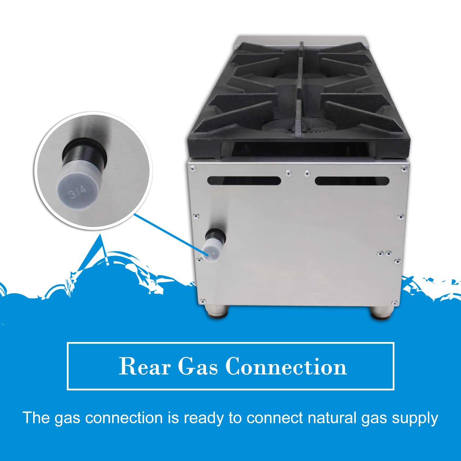 STEELBUS 12'' Heavy duty Commercial Hot Plate 2 Burner Natural/Propane ...