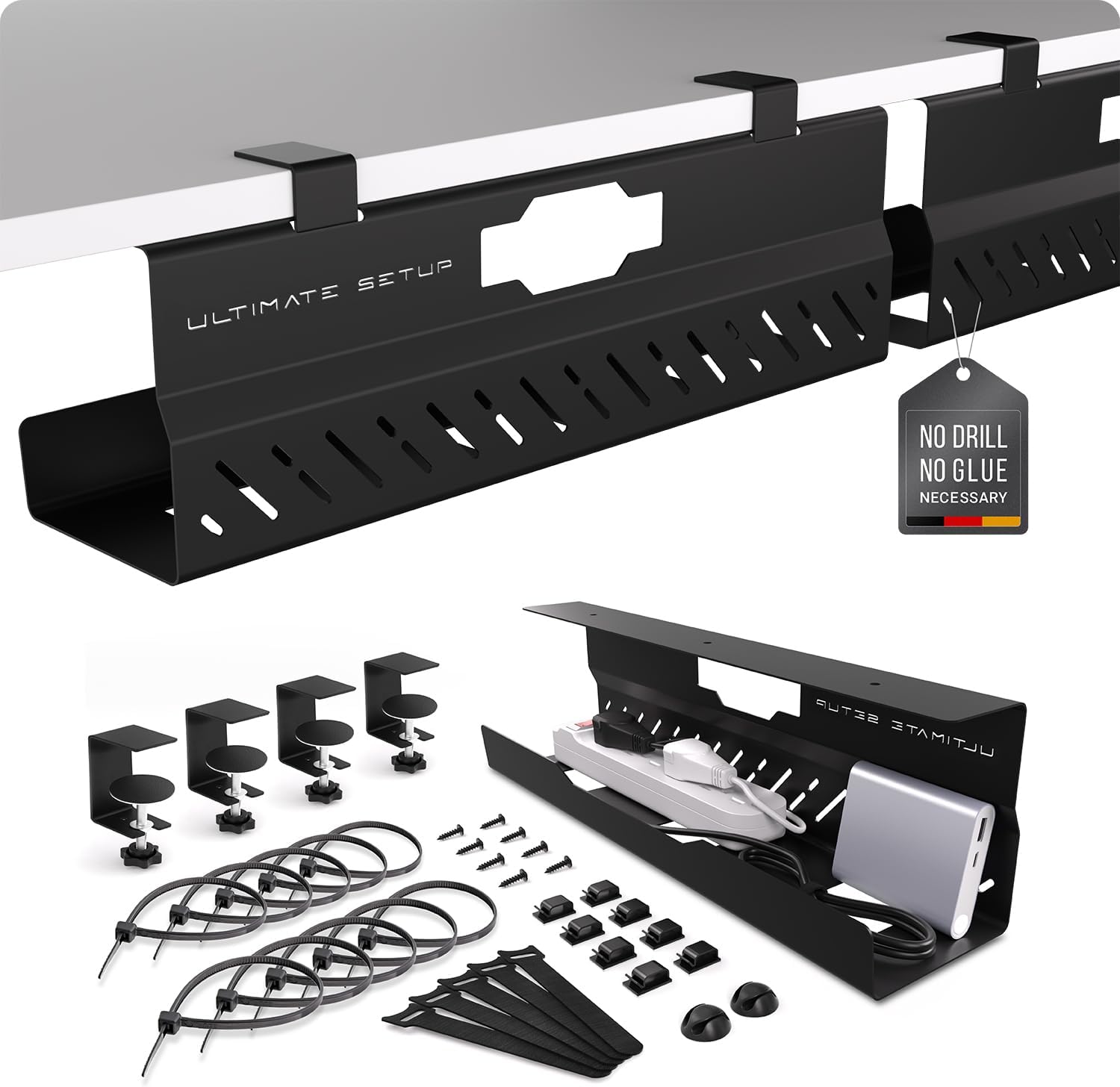 Amazon.com: [Upgraded] Large Under Desk Cable Management Tray, Cinati ...