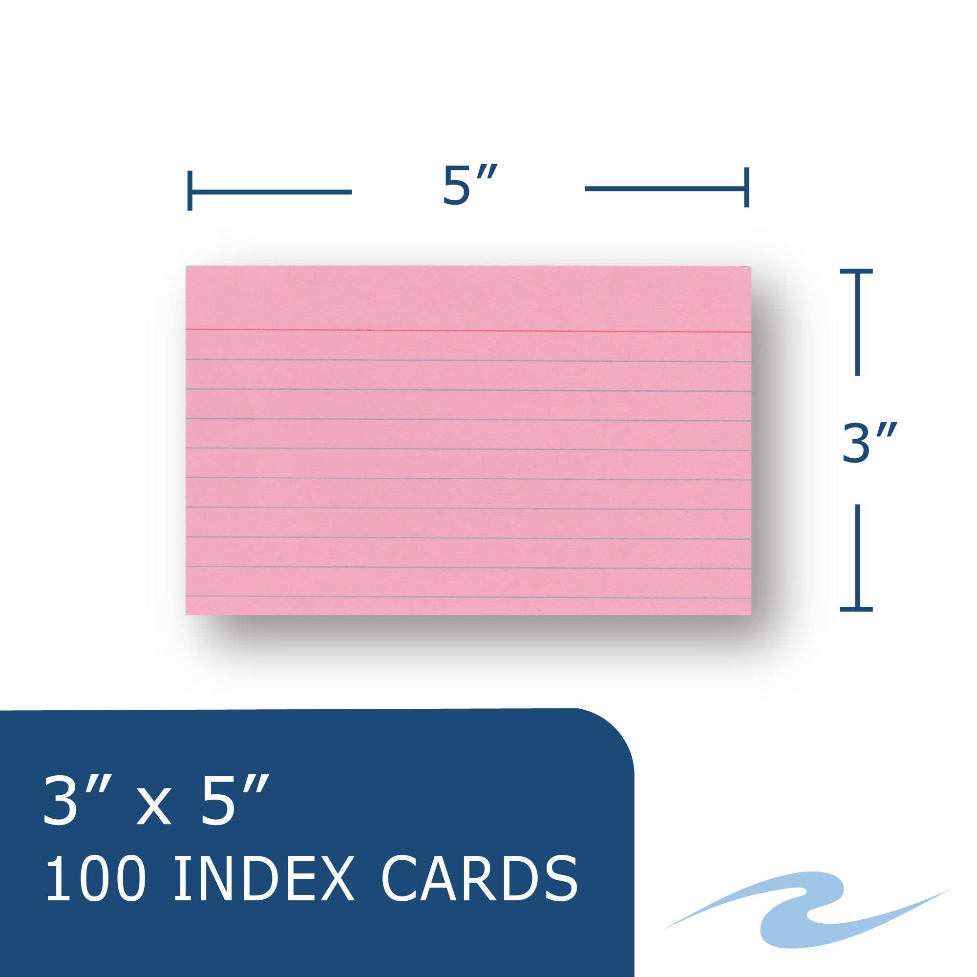 Snapklik.com : Roaring Spring Colored Index Cards 3x5, 100 Count, Smooth 100# Index Paper, Ruled ...