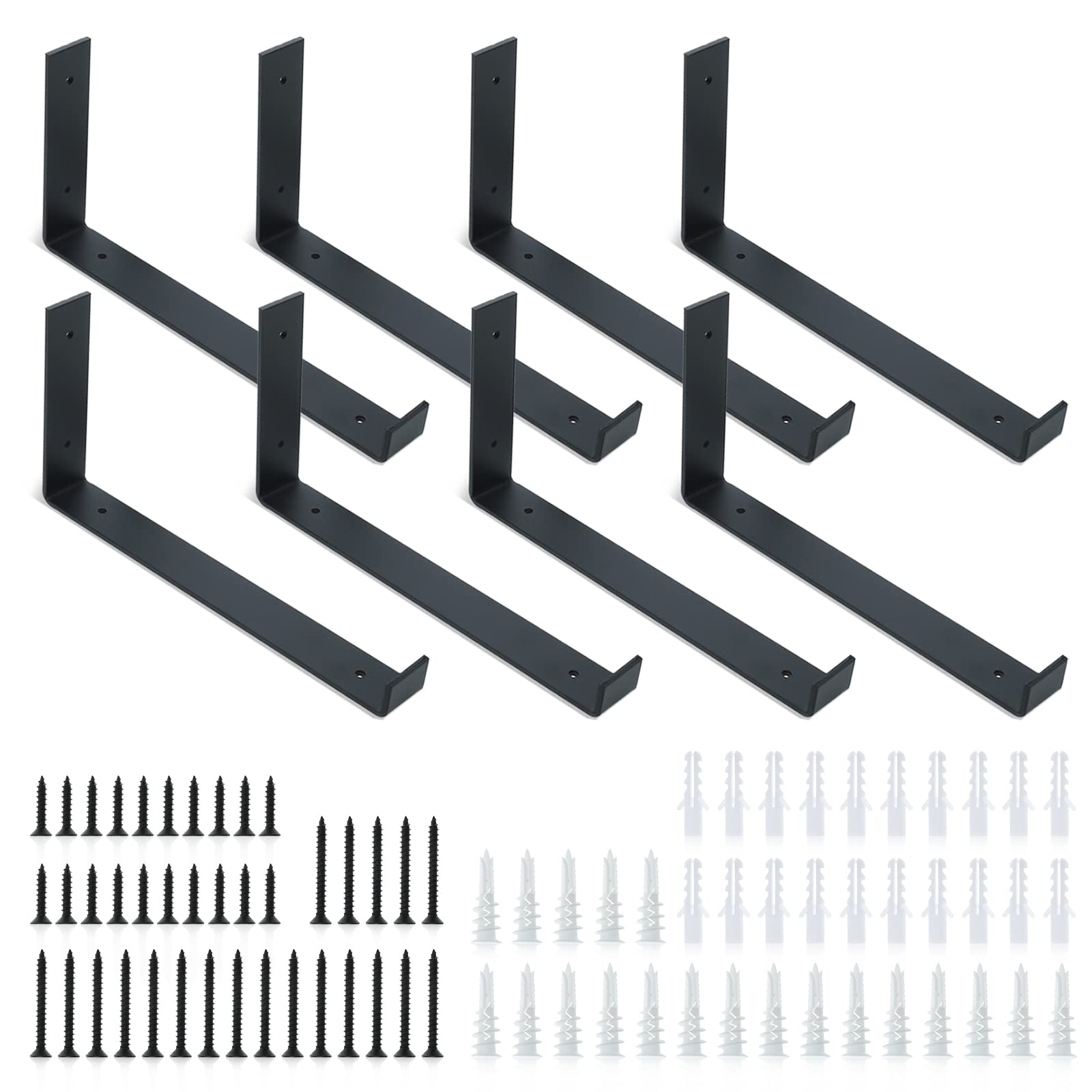 Buy 8 Pack 12 Inch Shelf Brackets, Heavy Duty L Shape Wall Brackets ...