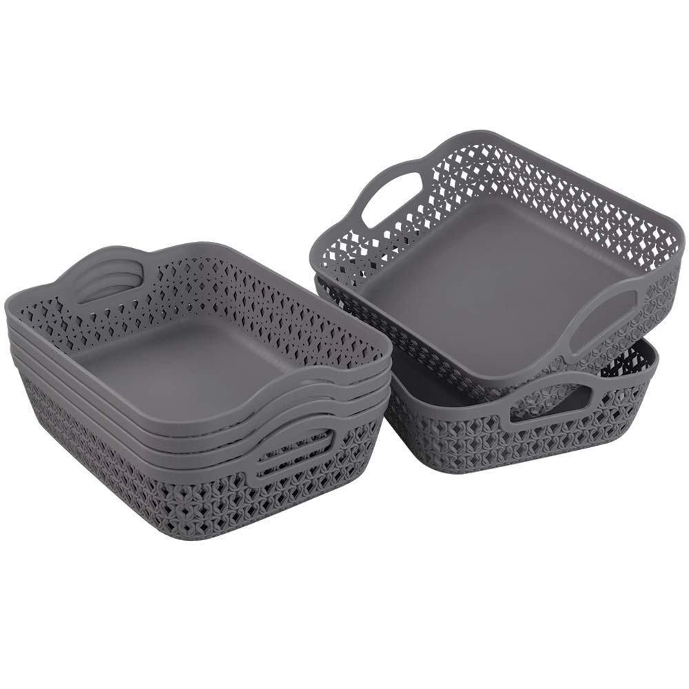 Amazon.com: Kekow Small Plastic Storage Basket Tray with Handle, 6-Pack ...