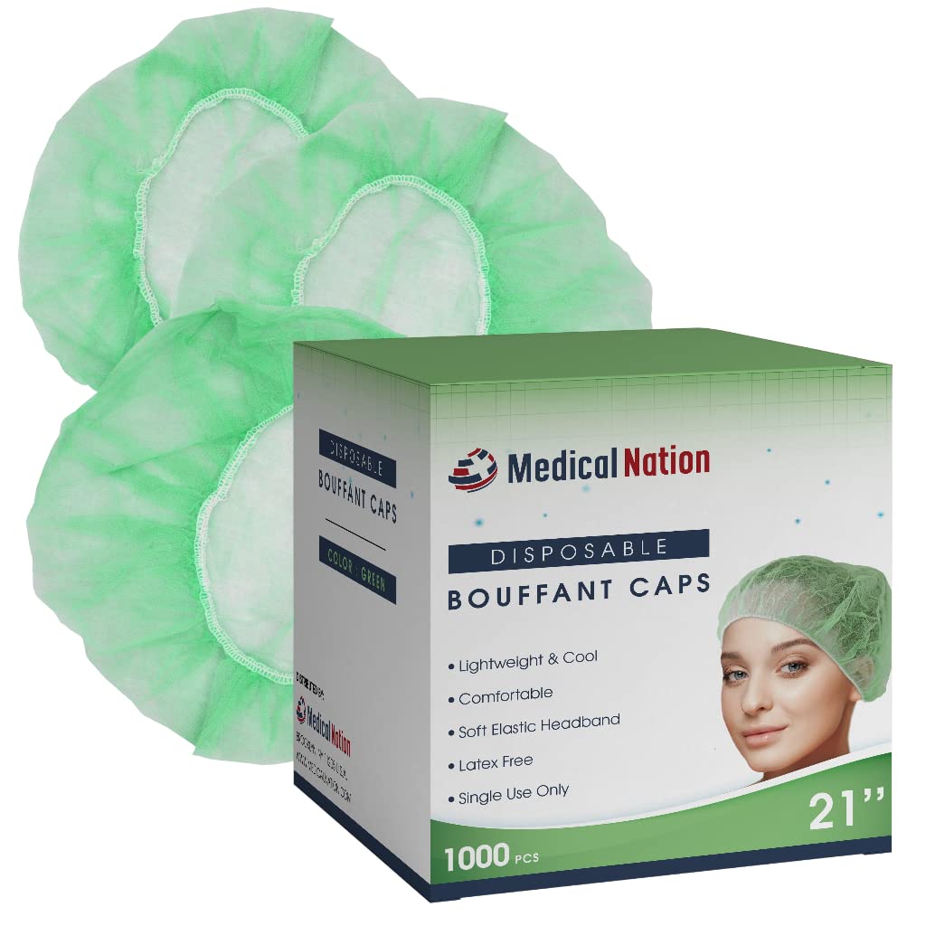 Snapklik.com : Medical Nation 21" Disposable Bouffant Caps Hair Net ...