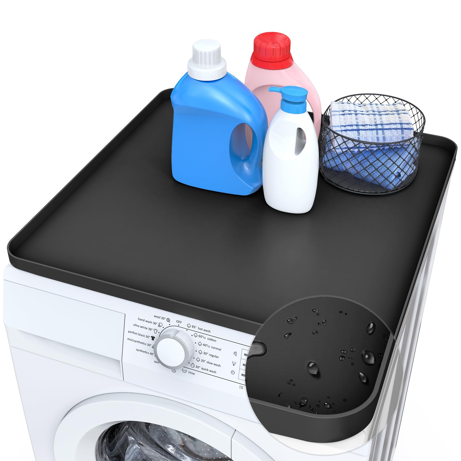 Famsoule Washer Dryer Top Protector Mat, 23.6“ x 23.6" Protective ...