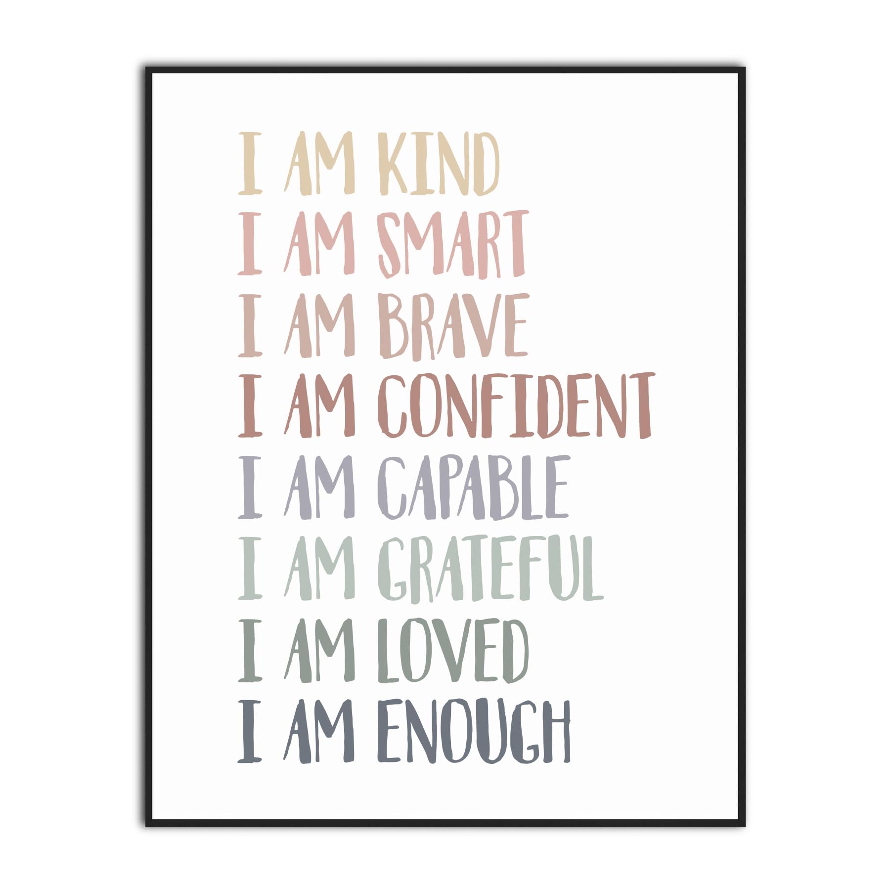 Snapklik.com : Affirmations Art Print, I Am Kind, I Am Brave ...