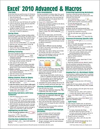 Microsoft Excel 2010 Advanced & Macros Quick Reference Guide (Cheat ...
