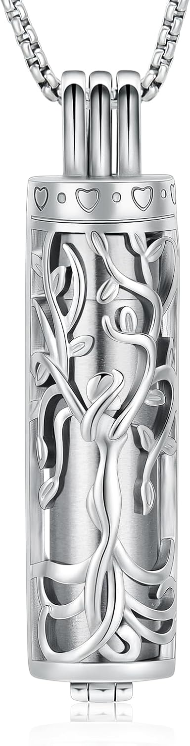 Amazon.com: Oinsi Cylinder Urn Necklace for Ashes Angel Tree of Life ...