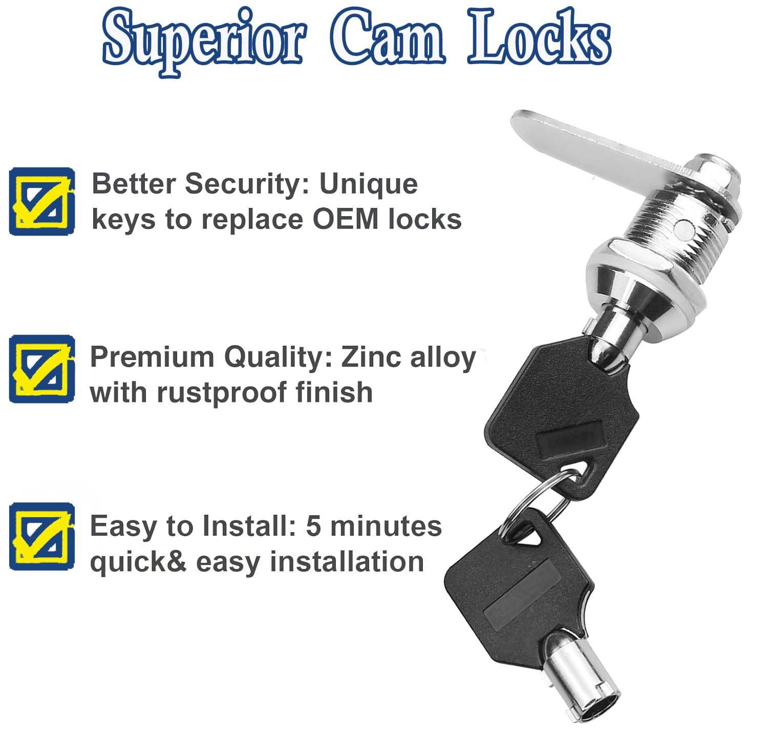 ZiYuya 25mm Thread Tubular Cam Lock with Key Different, RV Storage ...