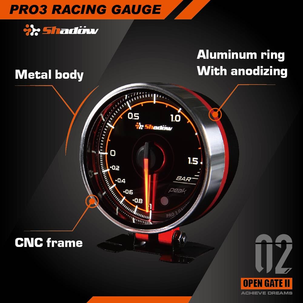 Snapklik.com : Shadow PRO3 140PSI Oil Pressure Gauge 2 Inch 52mm Clear ...