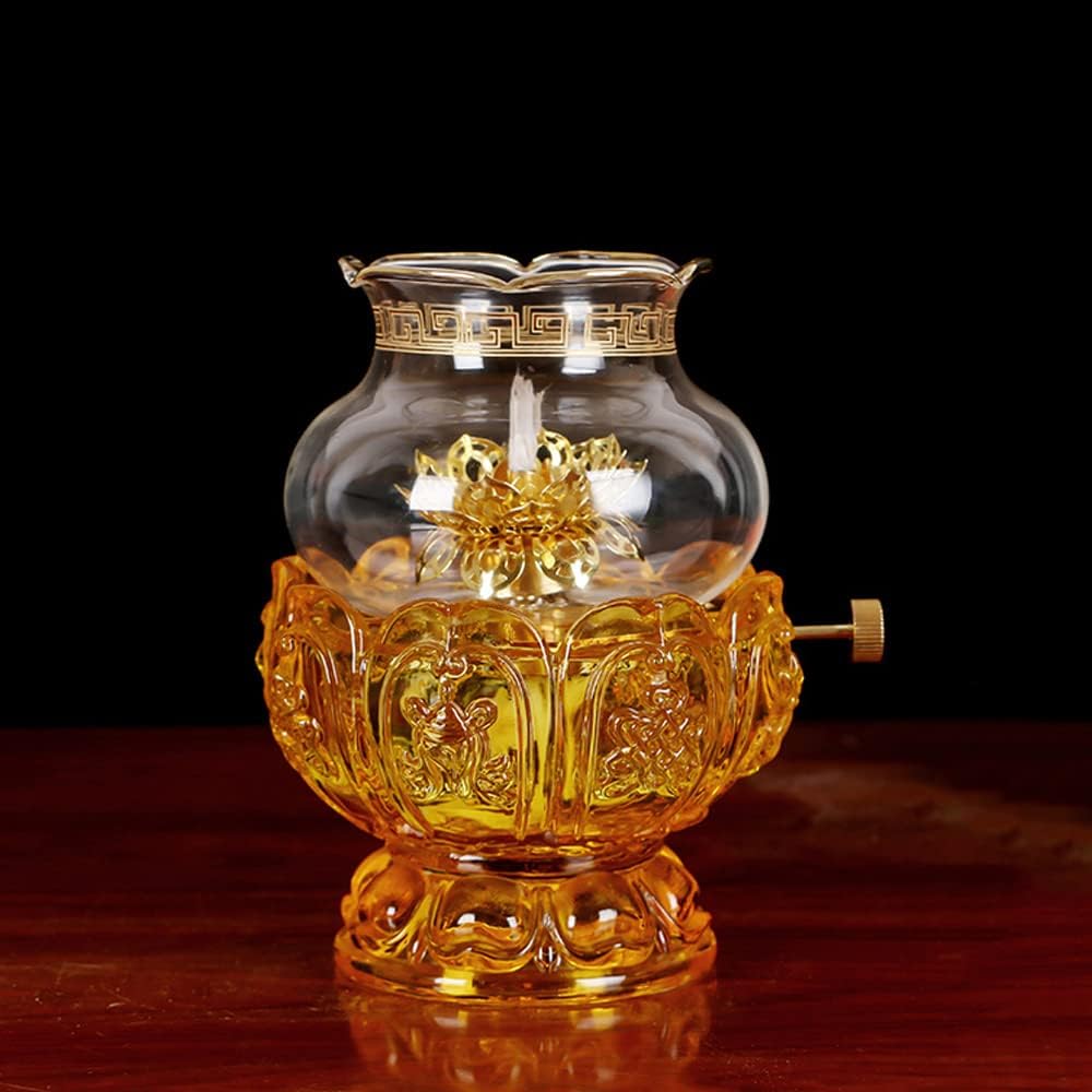 Crystal Glass Lotus Light Oil Lamp Buddha Light for Light Butter Lamp ...