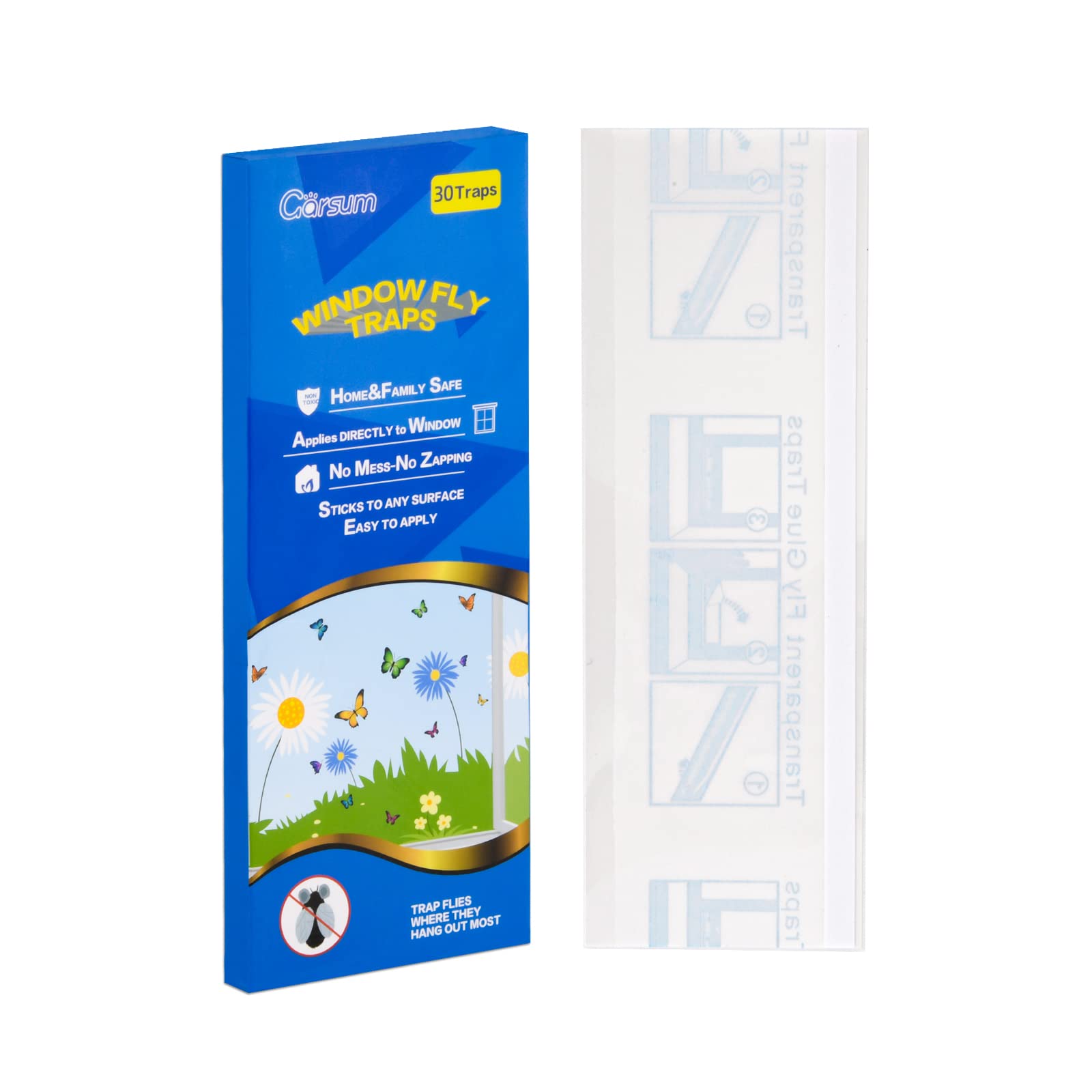 Garsum 120 Pack Window Fly Sticky Traps Indoor Clear ,House Fly Paper ...
