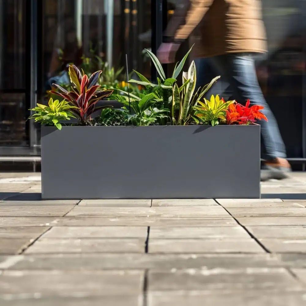 1.2m/1m/75cm/70cm Zinc Galvanised Trough Planter | No Assembly Needed | Lightweight (Matte Grey ...