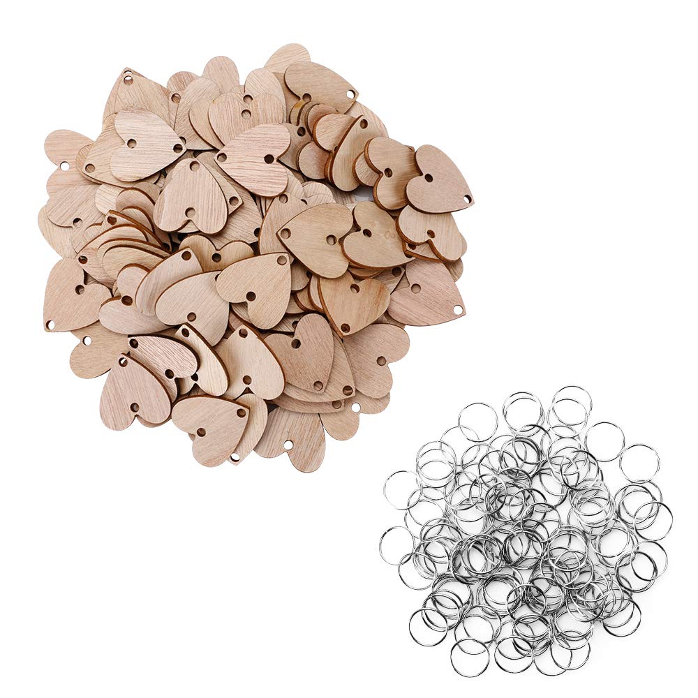 Amazon.com: Joy-Leo 50 Heart Wooden Tags & 50 Metal Jump Rings, Used ...
