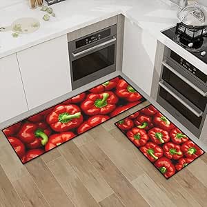 Amazon.com: Kitchen Rugs Set Red Peppers Kitchen Mat for Floor Non-Slip ...