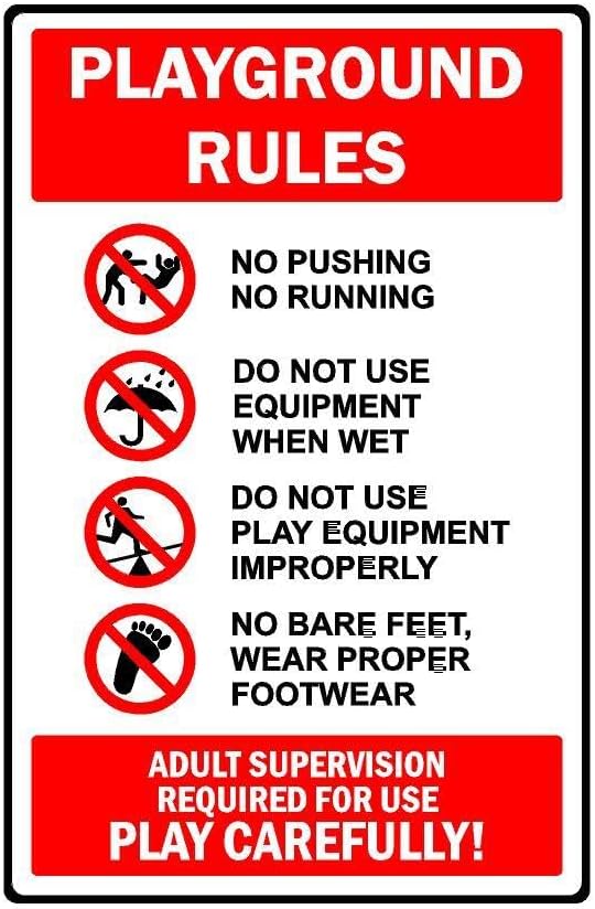 Playground rules prohibition sign - 1mm flexible Plastic sign (300mm x ...
