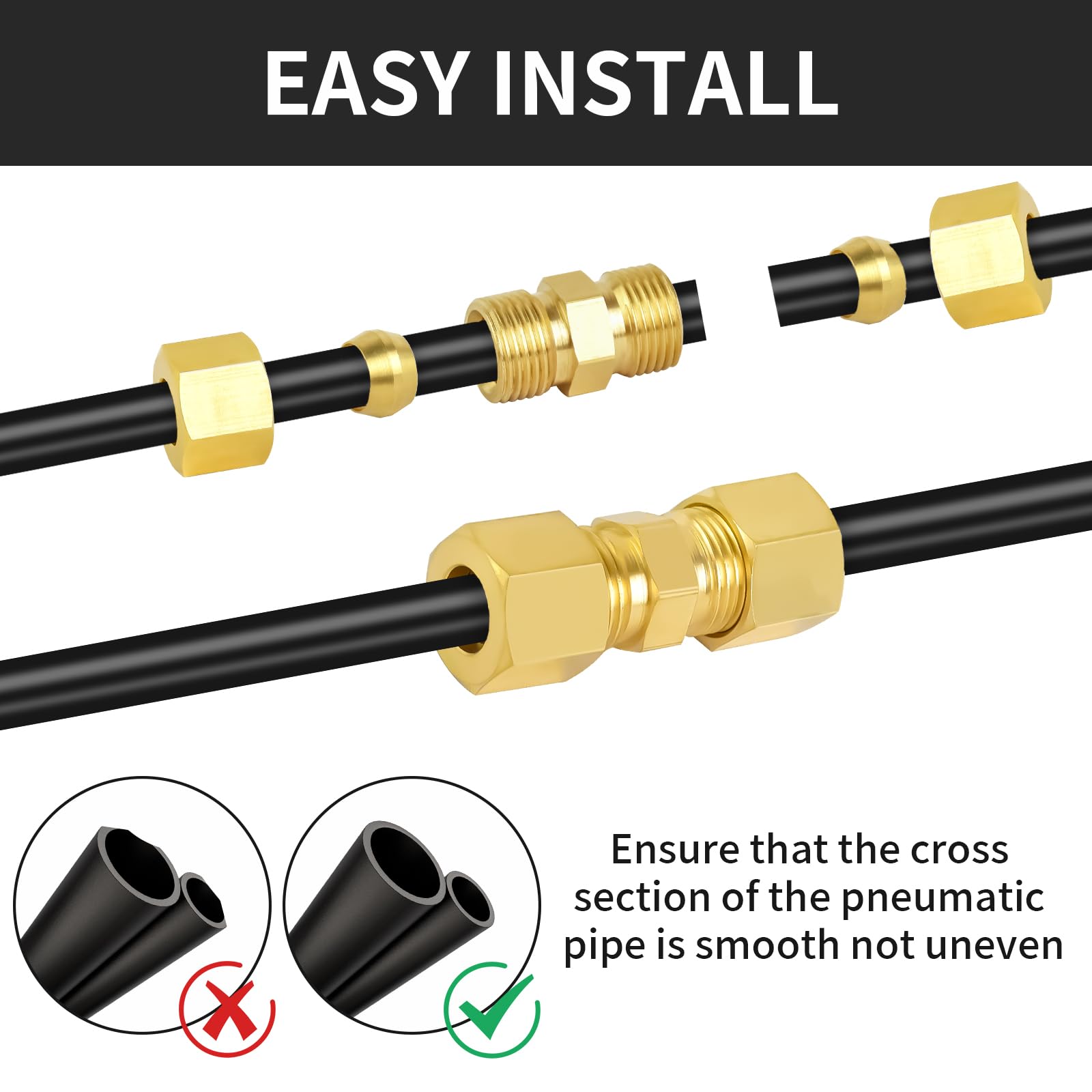 Snapklik.com : MuHize 1/8" OD Brass Compression Fitting - Brass ...
