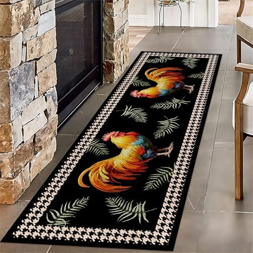 Amazon.com: Farmhouse Rooster Kitchen Rug, 2x6ft, Farm Animal Chicken ...
