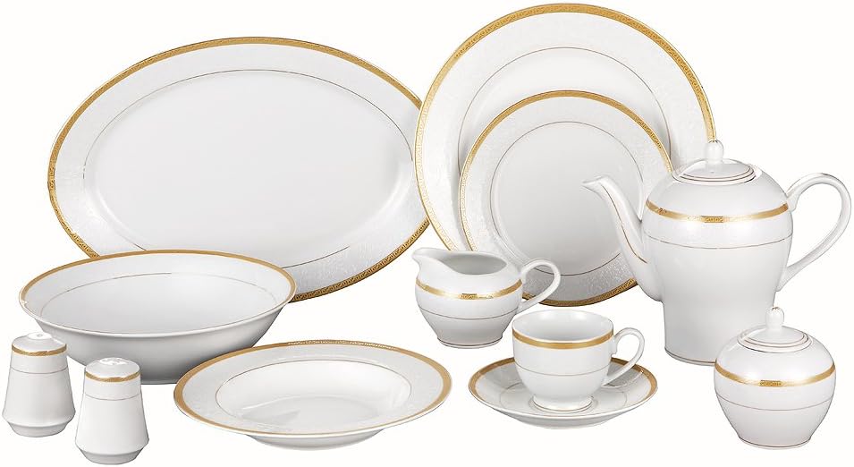 Amazon.com | Lorenzo Milano-GD 49-Piece Dinnerware Set, Service For 8 ...