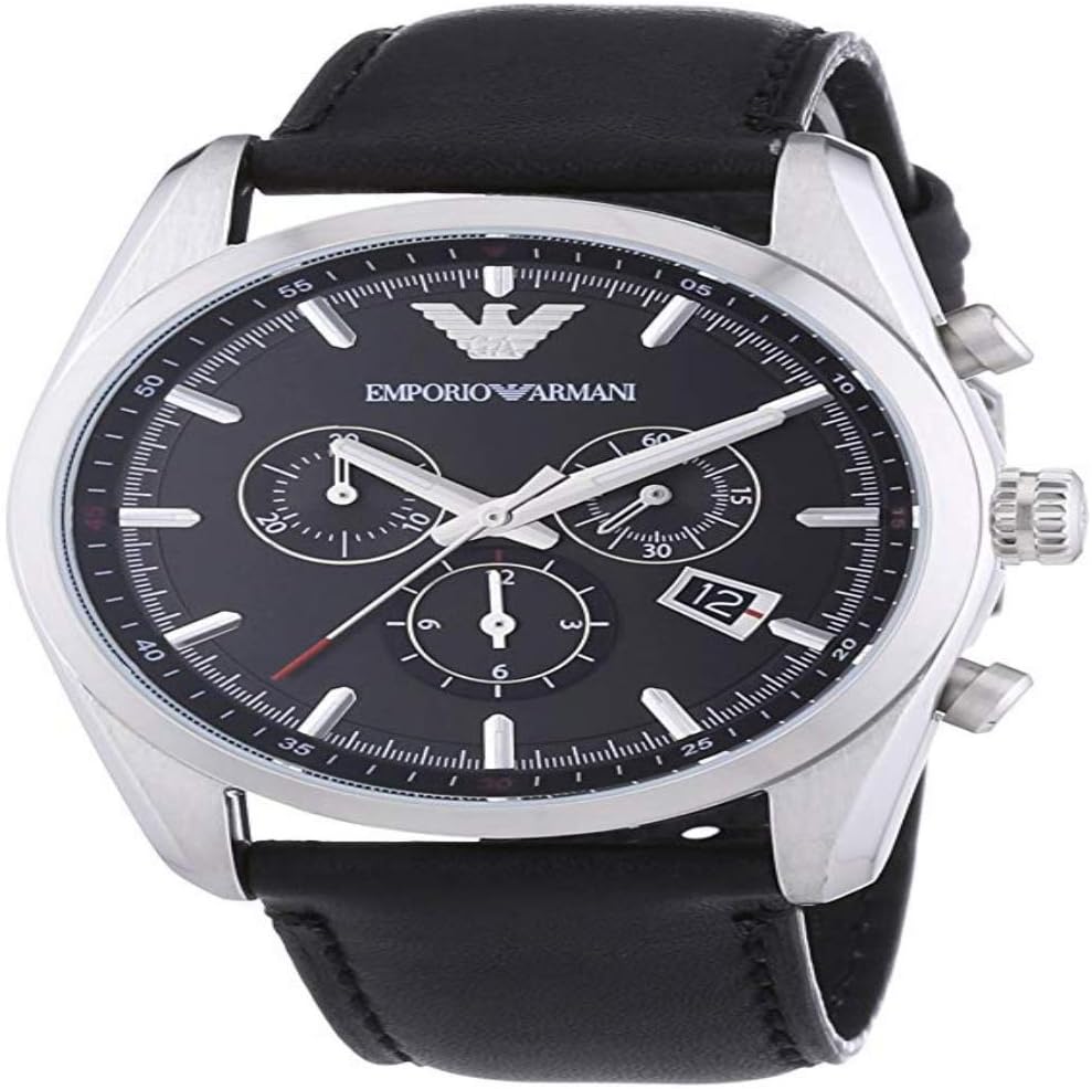 Emporio Armani Herren-Armbanduhr XL Chronograph Quarz Leder AR6039 ...