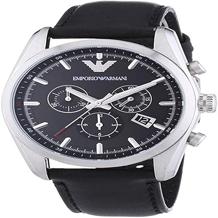Emporio Armani Herren-Armbanduhr XL Chronograph Quarz Leder AR6039 ...