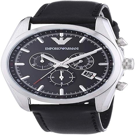 Emporio Armani Herren-Armbanduhr XL Chronograph Quarz Leder AR6039 ...