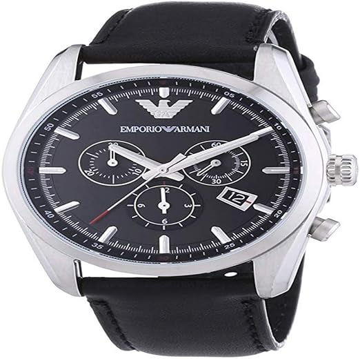 Emporio Armani Herren-Armbanduhr XL Chronograph Quarz Leder AR6039 ...