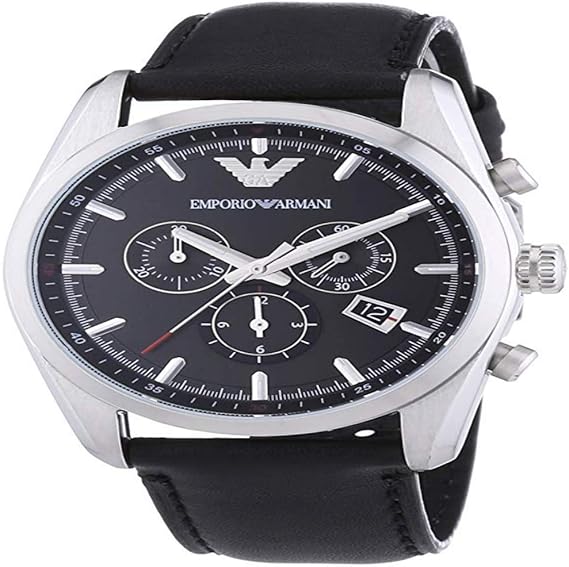 Emporio Armani Herren-Armbanduhr XL Chronograph Quarz Leder AR6039 ...