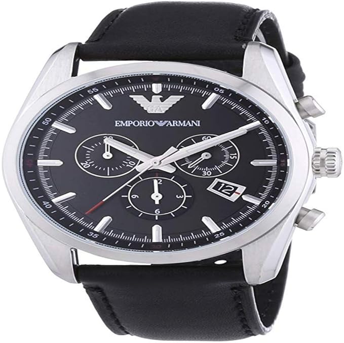 Emporio Armani Herren-Armbanduhr XL Chronograph Quarz Leder AR6039 ...