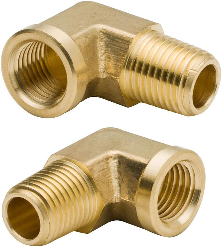 Amazon.com: 1/4" NPT 90 Degree Elbow Male and Female Brass Pipe Fitting ...