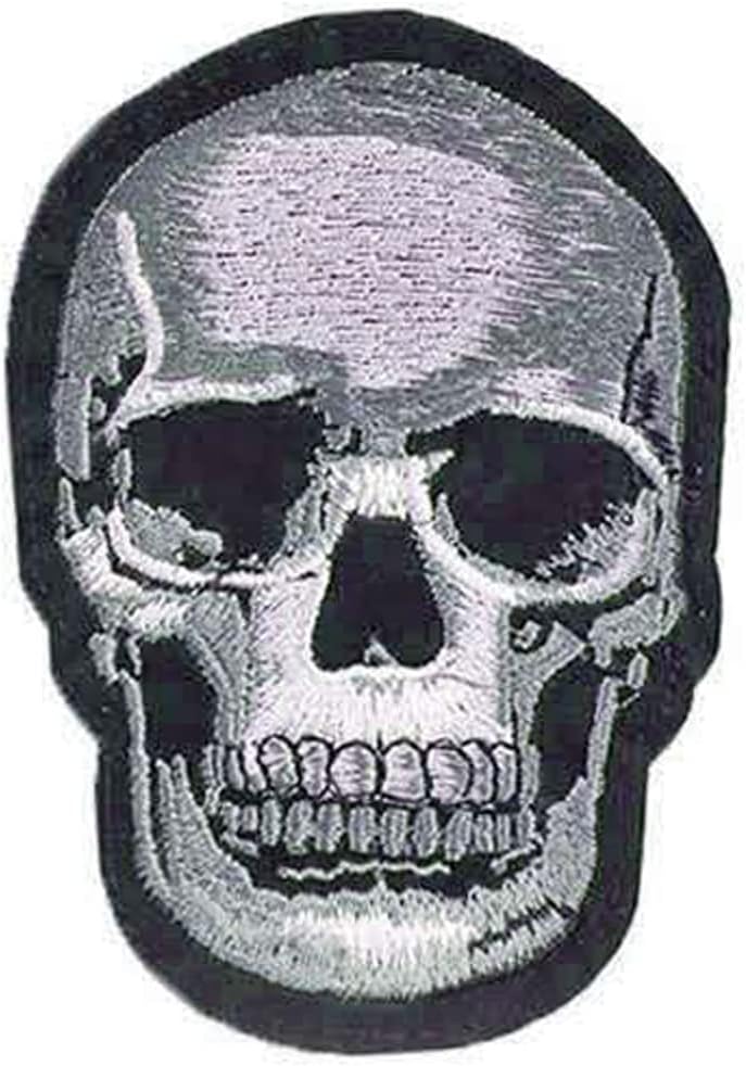Amazon.com: 3.5" Skull Iron On Patch - Skull Gothic Goth Punk Rock Halloween Horror Iron On Sew ...