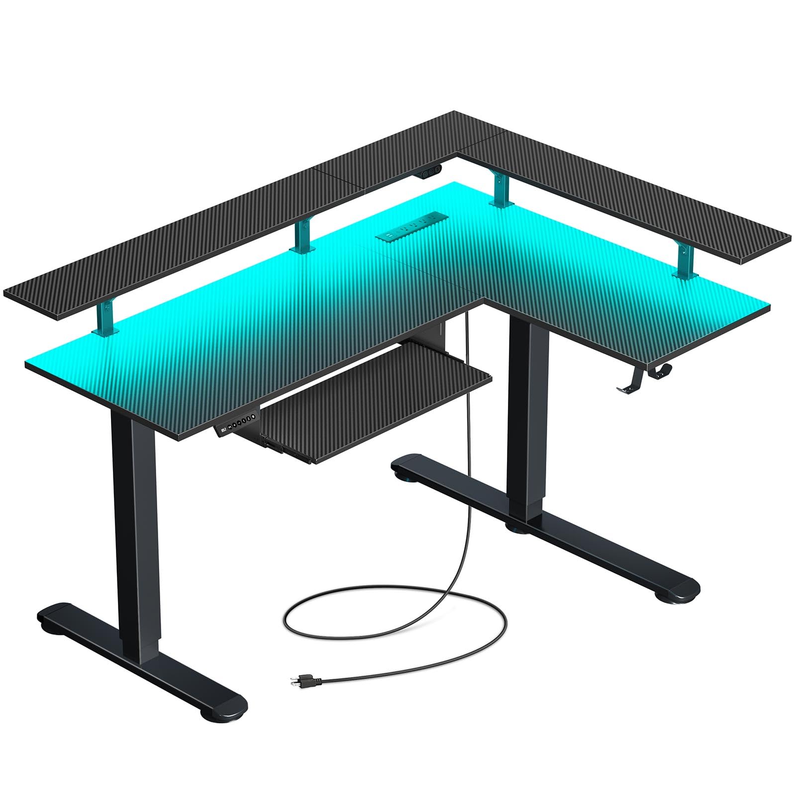 Amazon.com: Rolanstar L Shaped Standing Desk with LED Light and Power ...