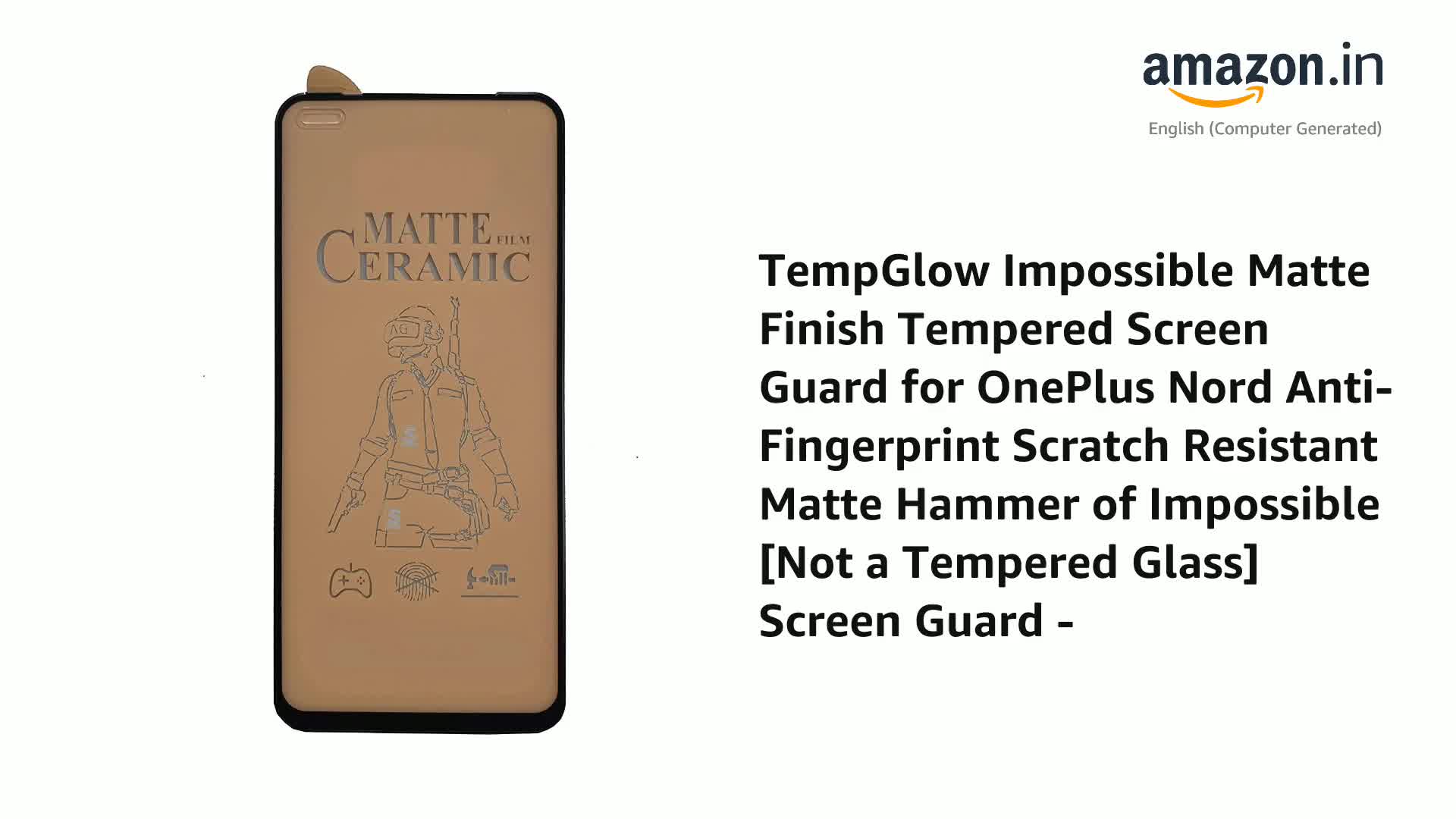 Watch TempGlow Impossible Matte Finish Tempered Screen Guard for ...