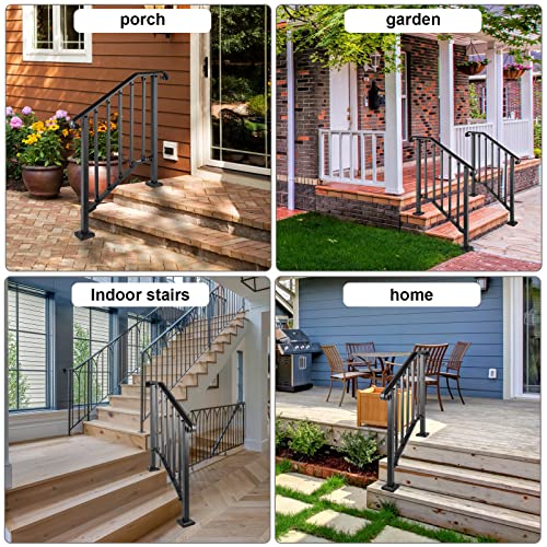 TMEE Handrails for Outdoor Steps Fits 1 to 3 Steps Handrail Stair ...
