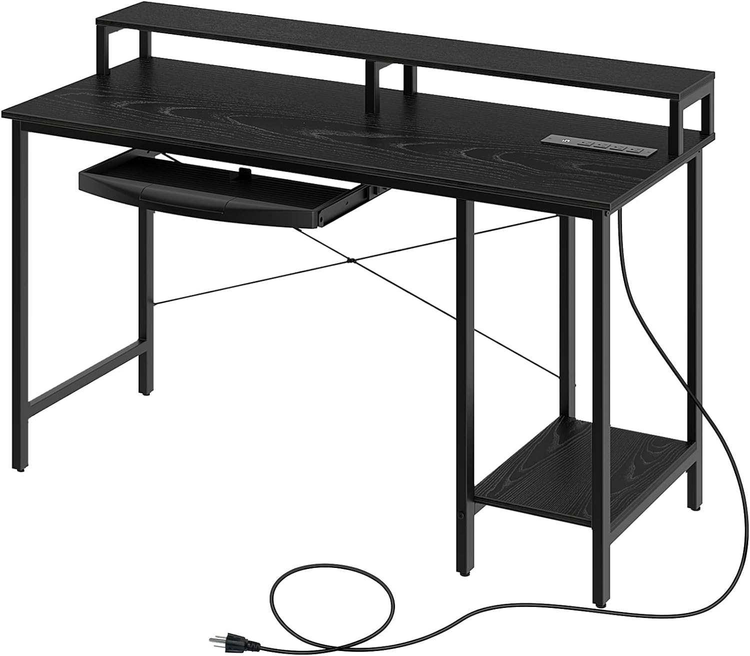 Amazon.com: Rolanstar Computer Desk with Power Outlet and Monitor Stand ...