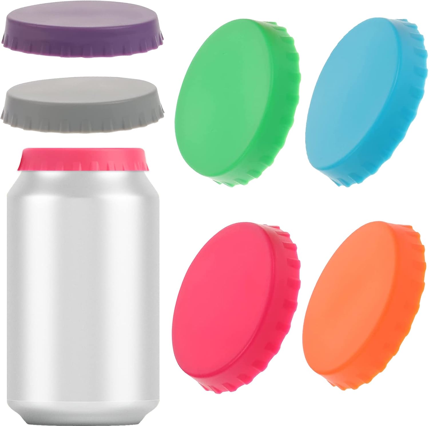 Amazon.com: Bigomila 6 Pack Silicone Soda Lid Beverage Can Cover Beer ...