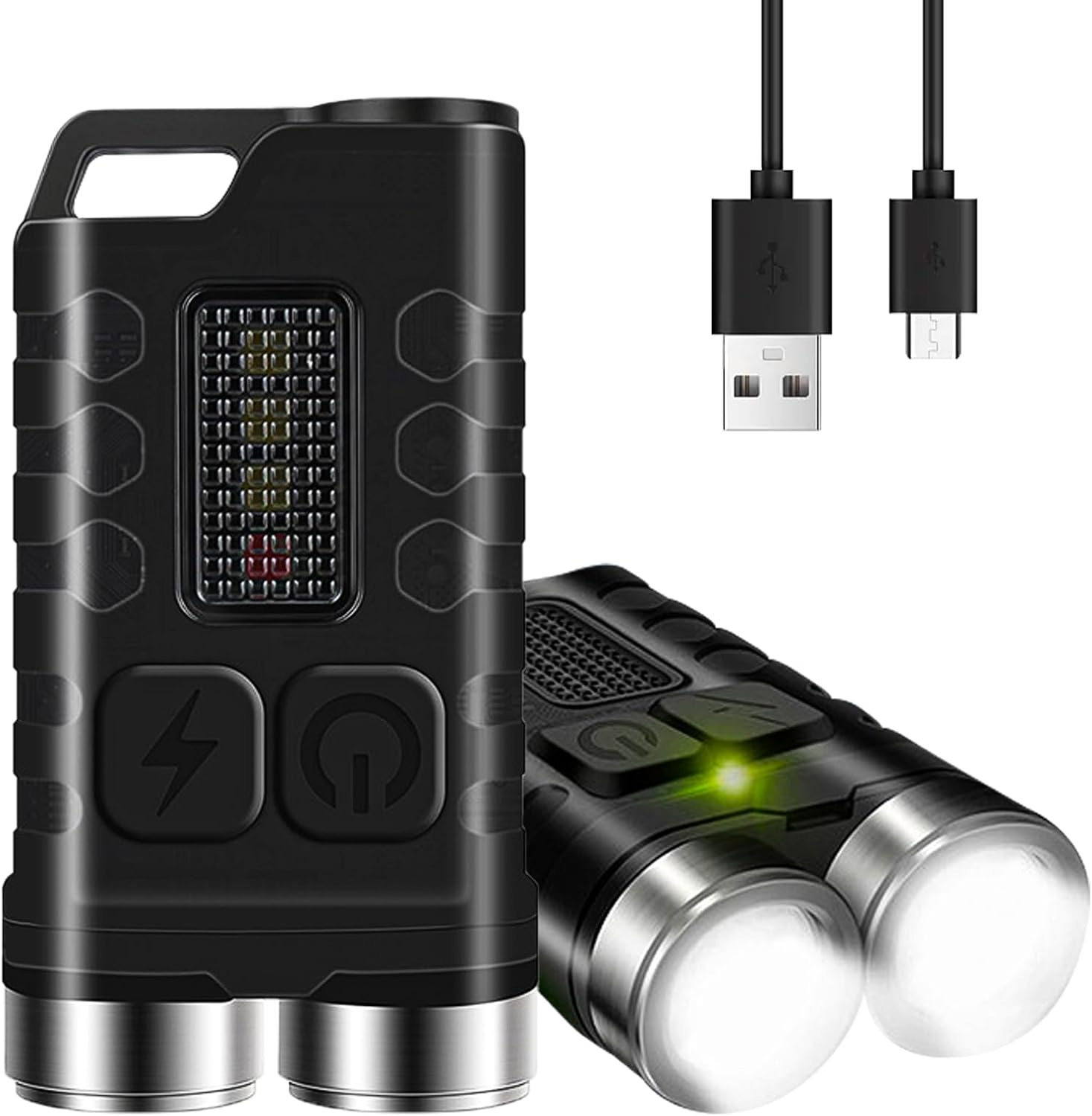 Paidiem 2PCS LED Keychain Flashlight Anpress 900 Lumens Pocket ...