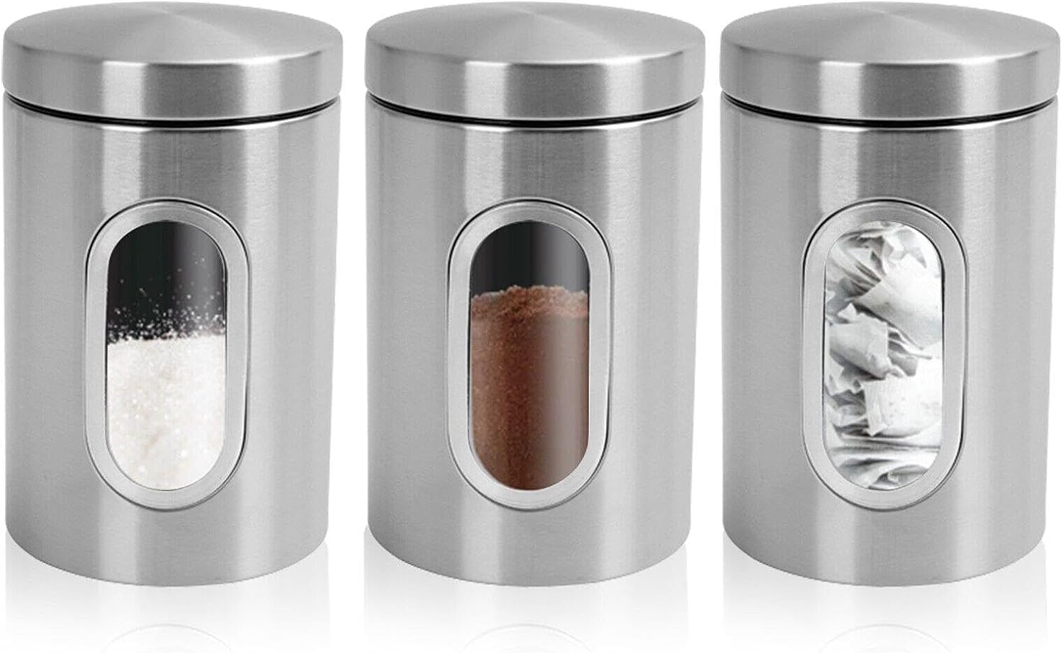 VIVAAS 3 PC Kitchen Canister Set Food Storage Container Set Stainless ...