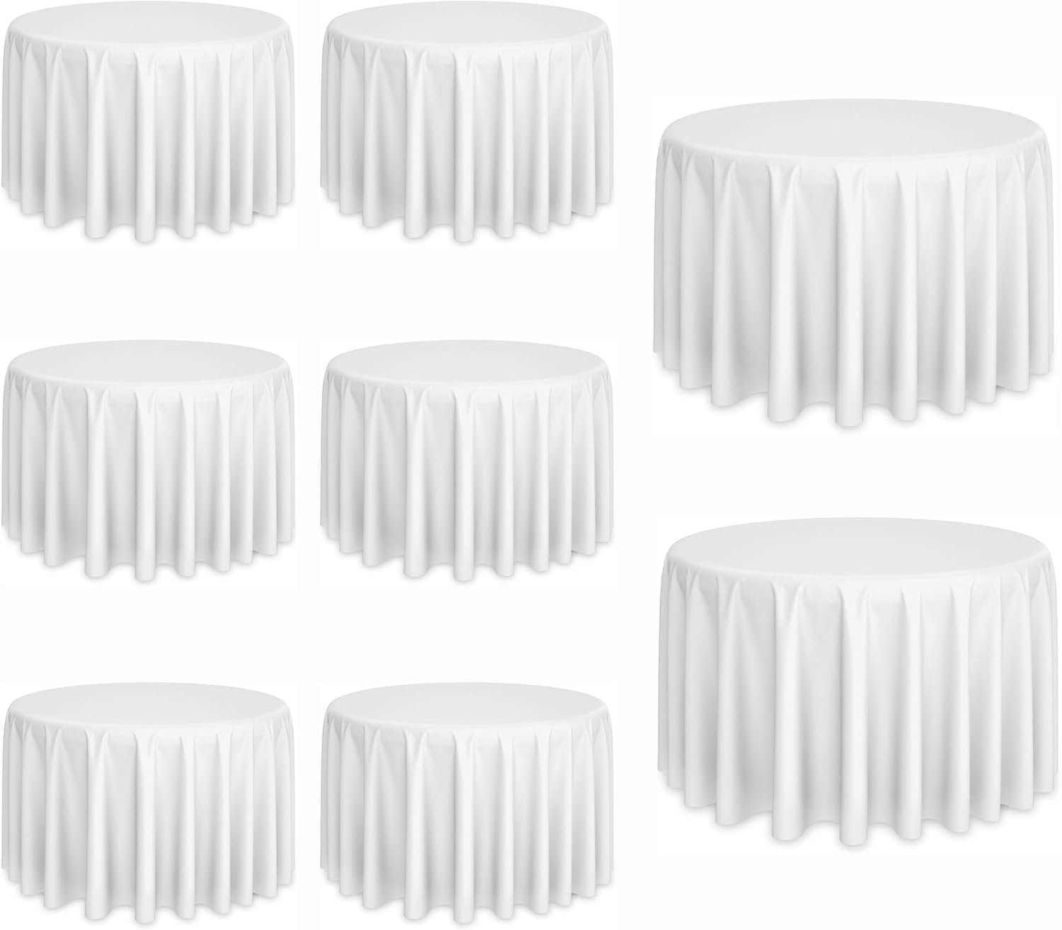 Amazon.com: 8 Pack White Round Tablecloths, 120 Inch Stain Resistant ...