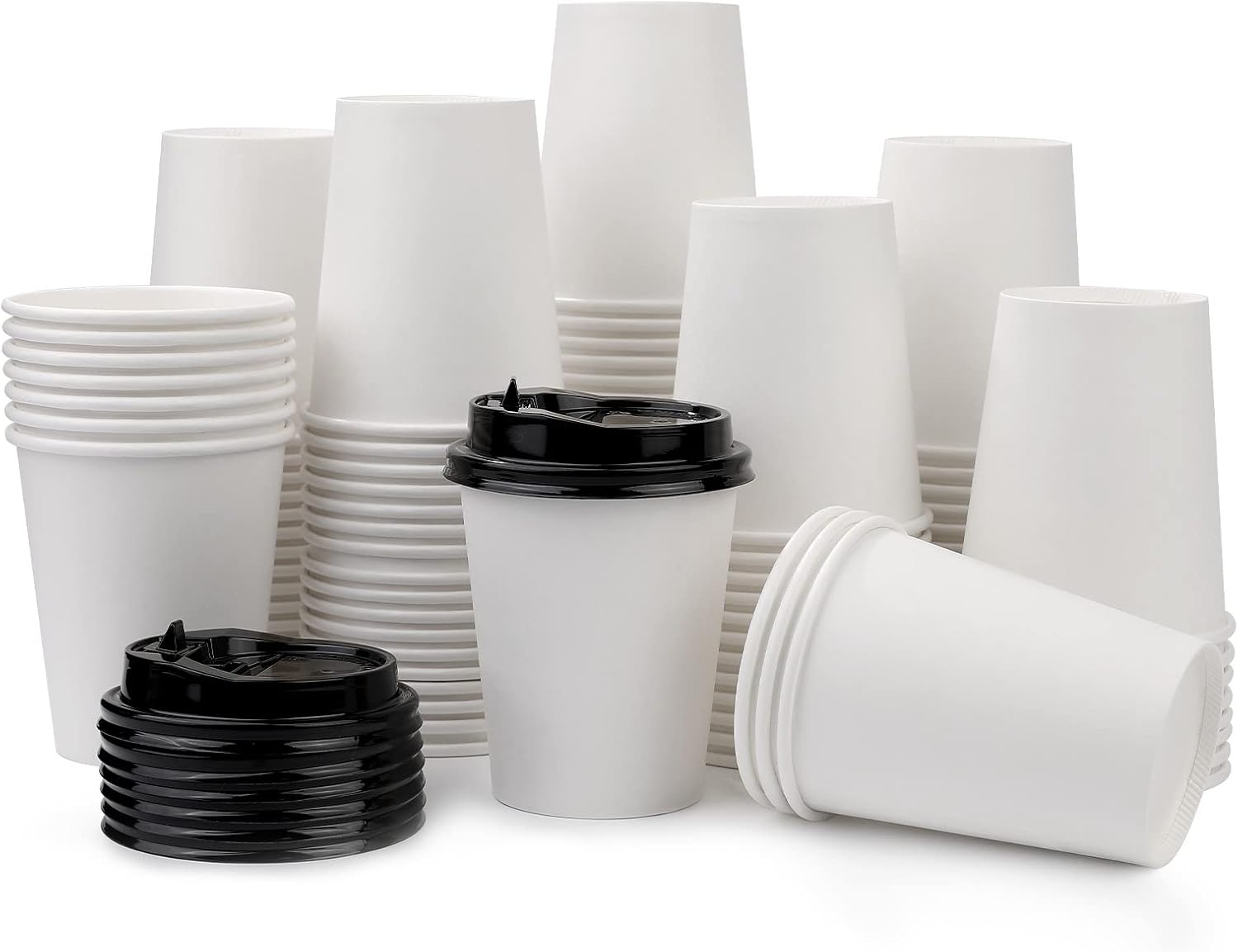 Amazon.com: [100 Pack] Disposable Coffee Cups with Lids 8 oz - To go ...